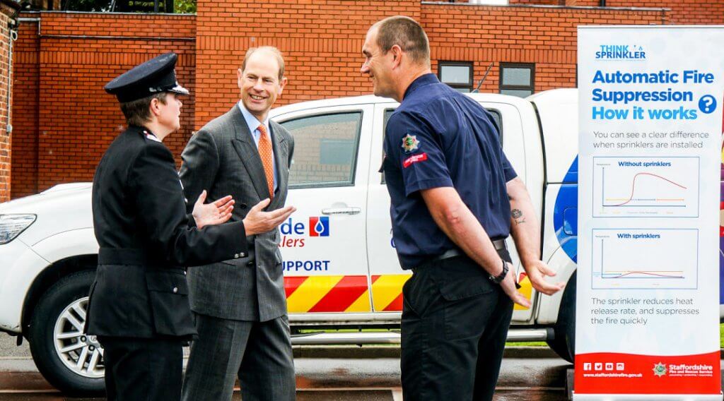 Royal Visit to Sprinkler Demonstration - Nationwide Fire Sprinklers